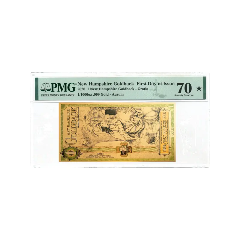 2020 New Hampshire Goldback 1 PMG70* First Day of Issue - VaultBox